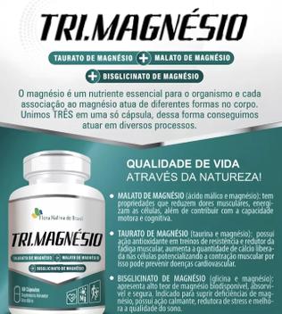 Suplemento Alimentar Tri Magnésio 500mg 60 cápsulas Flora Nativa - Cloreto de Magnésio ...