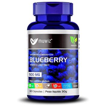 Suplemento Blueberry Mirtilo Muwiz 60 Cápsulas 500mg (c/ Vitaminas e Zinco) - Fitoterápicos ...