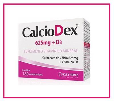 Suplemento Calciodex 625mg + D3 180 Comprimidos - Kley Hertz - Cálcio ...