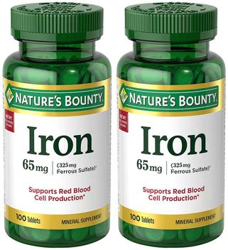 Suplemento de Ferro Nature's Bounty - 65mg (325mg de Sulfato Ferroso ...