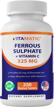 Suplemento de ferro Sulfato Ferroso Vitamático 325 mg + Vitamina C ...