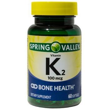 Suplemento de vitamina K2 Spring Valley 100mcg 60 cápsulas gelatinosas ...