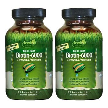 Suplemento Irwin Naturals Biotin-6000-60 cápsulas gelatinosas líquidas ...
