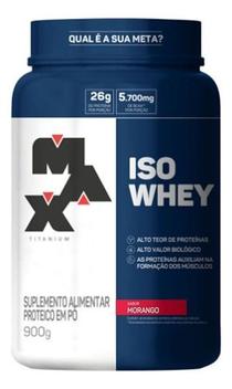 Suplemento Max Titanium Iso Whey Proteínas Morango 900g - Kit de ...