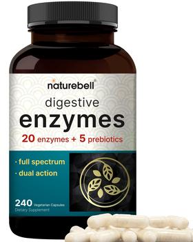 Suplemento NatureBell Digestive Enzymes 240 cápsulas vegetais - Lactase ...