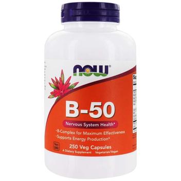 Suplemento NOW Foods B-50 250 cápsulas vegetais com PABA e inositol - Vitaminas A-Z - Magazine Luiza