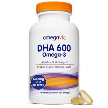 Suplemento OmegaVia DHA 600mg - Ômega 3 Ultra Puro - 120 Cápsulas ...