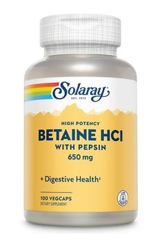 Suplemento SOLARAY de betaína HCL de alta potência com pepsina 100 ...