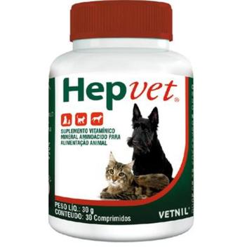 Suplemento Vitamínico Vetnil Hepvet Cães Gatos 30 comprimido ...