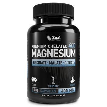 Suplemento Zeal Naturals Premium Quelatado Magnésio 400mg - Vitaminas A ...