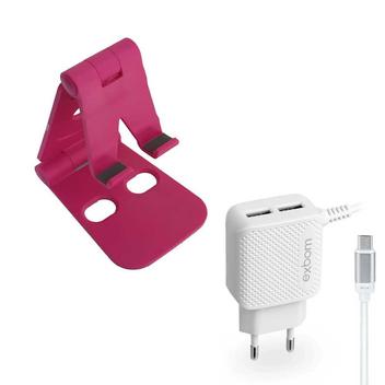 Suporte de Mesa Base para Smartphone Celular Tablet + Carregador Duplo ...