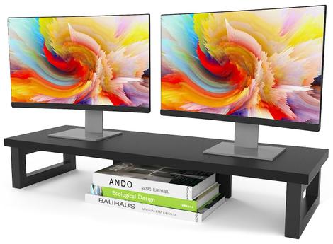 Suporte de monitor duplo Riser WESTREE de madeira/aço para 2 monitores ...