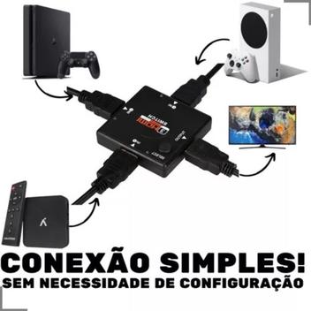 Switch Hdmi Hub Full Hd Com 3 Portas De Entrada E 1 Porta De Saída ...