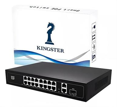Switch Poe Híbrido 16 Portas Poe + 2 Portas Gigabit + 1 Sfp Kingster ...
