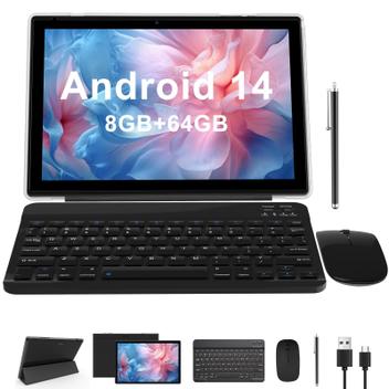 Tablet NOVOJOY 2 em 1 Android 14 de 10 polegadas 8GB RAM 64GB ROM ...
