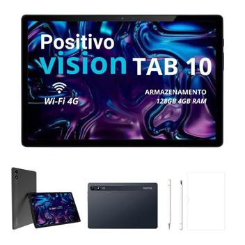 Tablet Positivo Vision 10" Pol 4GB Ram 128GB 4G Com Caneta Capacitiva e ...