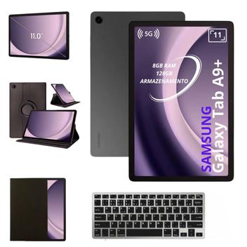 Tablet Samsung A9 Plus 5G 128GB 8GB 11 pol C/ Teclado BT Preto e Capa ...