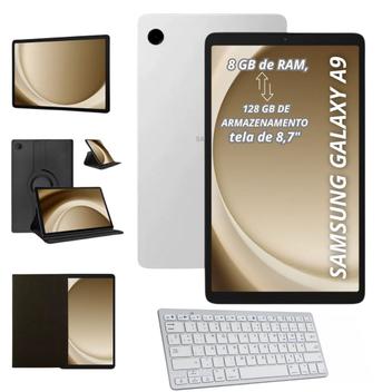 Tablet Samsung Galaxy Prata A9 Chip 4G 8.7 Pol 128gb 8gb Com Teclado ...