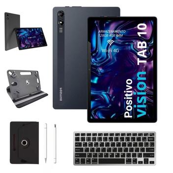 Tablet Vision 10 4GB 128GB 4G C/ Teclado BT + Capa Giratória - Positivo ...