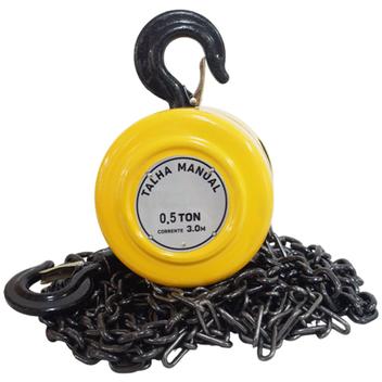 Talha Manual 0.5 Tonelada 500 kg com Corrente 3 Metros Elevação - S/M ...