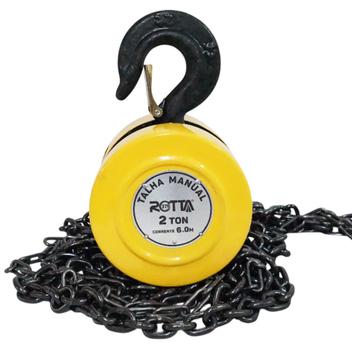 Talha Manual 2 Toneladas 2000 kg com Corrente 6 Metros Elevação Rotta ...