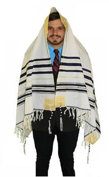 Talit Messiânico Gadol ul Escuro Dourado 110X160Cm -Israel - Jerusalém ...