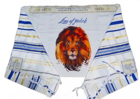 Talit Messiânico ul 55 X 180 Cm - De Israel Leão De Judá - Jerusalém ...