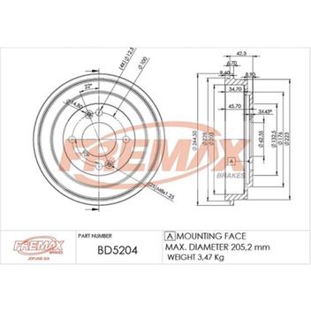 Tambor de freio Traseiro Hyundai Hb20 2012 a 2024 FREMAX - Tambor de ...