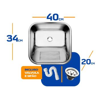 Tanque As Inox 304 Brilho 40x34 Pequeno Sobrepor Embutir 18l - Tanque ...