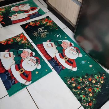 Tapete Cozinha 3 Pç Antiderrapante Natal Papai Mamãe Noel 02 - Colorful ...