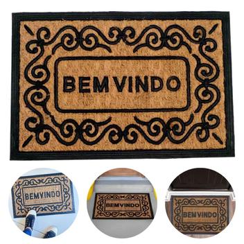 Tapete De Porta Hall Entrada Fibra De Coco Antiderrapante Bem Vindo ...