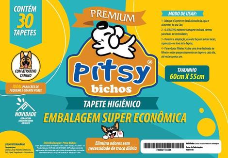 Tapete Pitsy Bichos Higiênico 85x60 - 30 unidades - Tapetes Higiênicos ...
