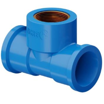 Te Soldável Com Bucha Latão Rosca PVC Azul Para Canos E Tubos Água Fria ...