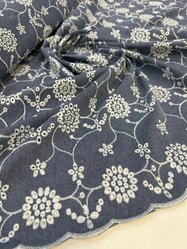 Tecido Layse Jeans Bordada BTJ 3 ESCURO - Só Tecidos - Tecidos ...