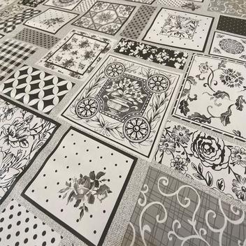 Tecido Plástico Térmico Estampado Patchwork Cinza - 1,40m Largura ...