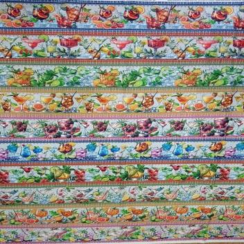 Tecido Tricoline Digital Barrado Bebidas Drink - Le Bianco - Pano de ...