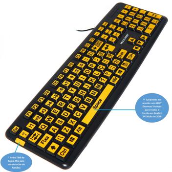 Teclado Braille Ampliado Baixa Visão Adaptado em Alto Contraste Teclas ...