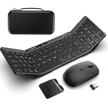 Teclado e Mouse Dobráveis Sem Fio EDJO - Conexão USB-C - Kit Teclado e ...