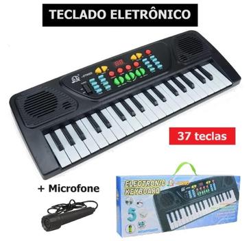 Teclado Eletrônico Infantil 37 Teclas + Microfone - Band Stand ...