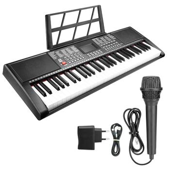 Teclado Musical 61 Teclas Com Funções Profissionais Display MP3 USB ...