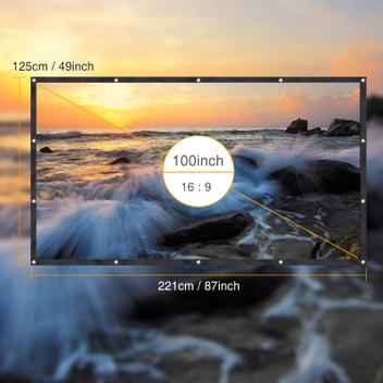 Tela de projeção 100 polegadas portátil anti-vinco dobrável 16 ...