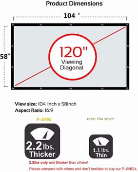 Tela de projeção de 120 polegadas, tela de cinema - Lightbek Official ...