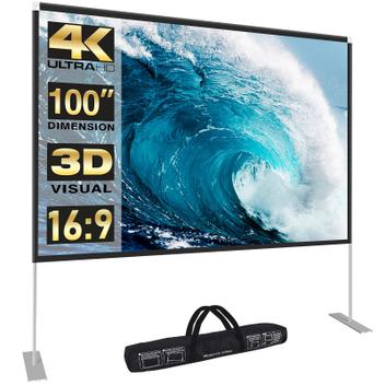 Tela de projetor Abdtech 4K HD de 100 polegadas traseira frontal com ...