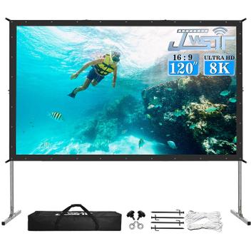 Tela de projetor JWSIT de 120 polegadas Outdoor Movie 16:9 com suporte ...