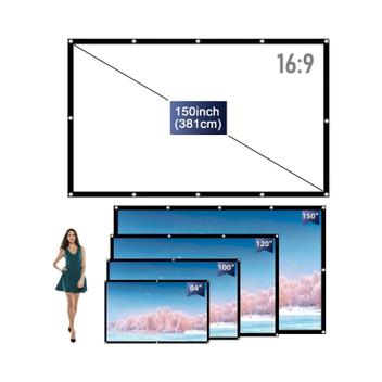 Tela de Projetor Portátil Leve (60 a 150 Polegadas) - Sem Rugas - Para ...