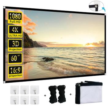 Tela de Projetor XINLEMY Dobrável 152cm 4K - Portátil 16:9 HD - Tela de ...