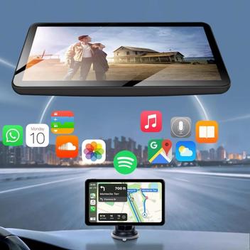 Tela Multimídia Portátil Universal Com Espelhamento Sem Fio, Bluetooth, Tela de 7, USB e Carplay ...