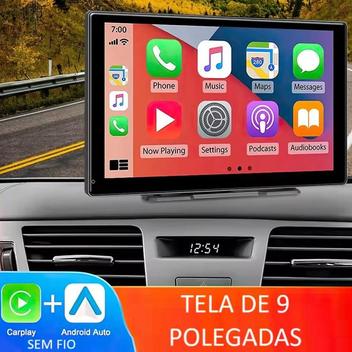 Tela Multimídia Portátil Universal Com Espelhamento Sem Fio, Bluetooth, Tela de 9, USB e Carplay ...