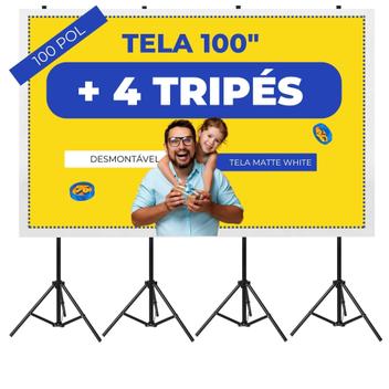 Tela Tecido Datashow Com Tripé Tela De Projeção 120 Pol - Mega Telas ...