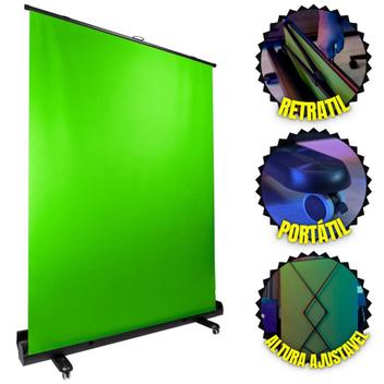 Tela Verde Fundo Chroma Key Grande Portátil Rodas com Travas e Estojo e ...
